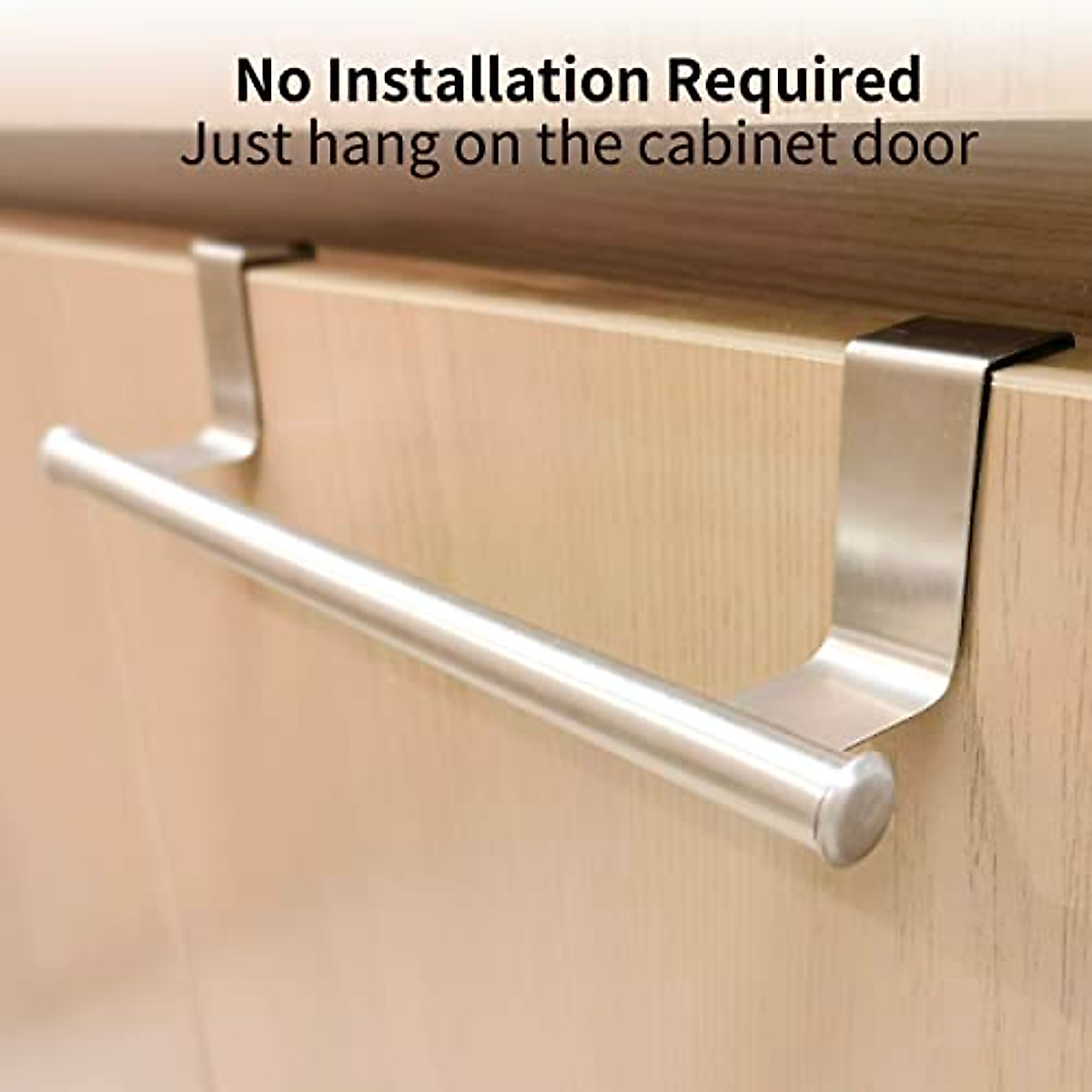 Qflushor Over The Door Towel Rack, Kitchen Over Door Towel Holder, Over Cabinet Towel Bar, Stainless Steel Over Door Hanger, Brushed, 2 Pack