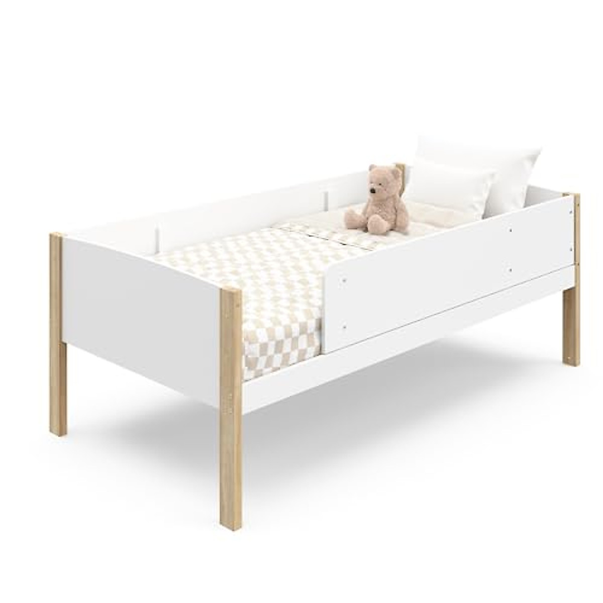 Storkcraft Next Delray Twin-Over-Twin Convertible Bunk Bed (White with Natural) – Modern, Stylish, 2-Tone Bunk Bed for Kids Bedroom