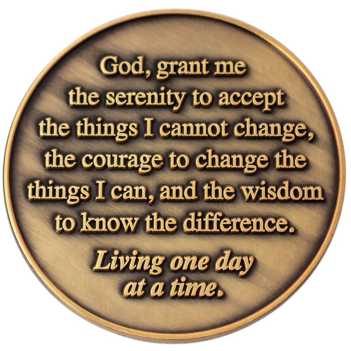 Serenity Prayer and One Day at a Time Coin, Bulk Pack of 10 Recovery Chip Pocket Tokens for AA, Antique Gold Plated Recovery Challenge Coin, Gift of Peace and Sobriety