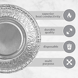 Plasticpro 4.5'' Inch Round Tin Foil Pans Disposable Aluminum, Freezer & Oven Safe Pack of 50