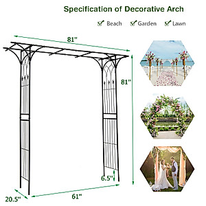Giantex Garden Arbor Wedding Arch for Ceremony Party, Metal Trellis Archway for Climbing Plants Rose Grape Vines, Steel Frame Pergola Decoration for Backyard Patio Lawn Pathway, Easy to Assemble