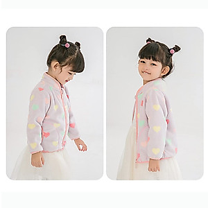 Feidoog Toddler Kids Polar Fleece Warm Jacket Baby Boys Girls Autumn Winter Zip-up Lightweight Long Sleeve Jacket,Purple,3-4T