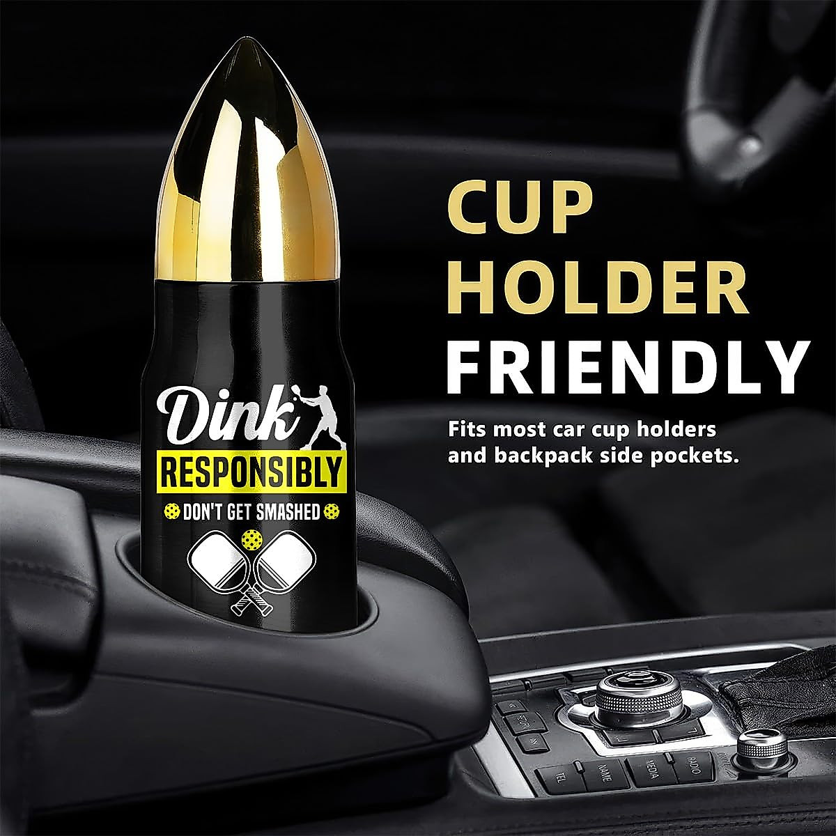 NAMRIST Dink Responsibly Pickleball Bullet Tumbler 17oz Stainless Steel Vacuum Insulated Sports Tumblers Double Wall Women Men Travel Cup Gifts for Dad Husband Boyfriends