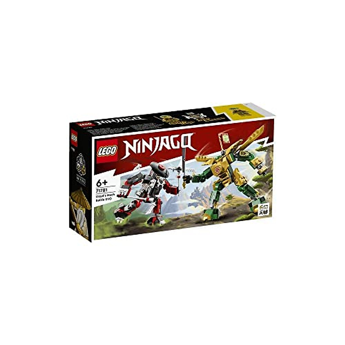 Lego NINJAGO Lloyd’s Mech Battle EVO Building Set 71781, with 2 Action Figures, 2 Posable Ninja Action Figures to Build, Ninja Toy for Kids Ages 6+ with Bone Warrior and Golden Lloyd Minifigures