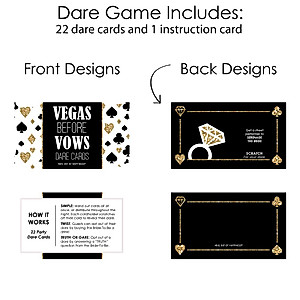 Big Dot of Happiness Vegas Before Vows - Las Vegas Bridal Shower or Bachelorette Party Game Scratch Off Dare Cards - 22 Count