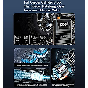 Usetify Car Battery Jump Starter with Tire Inflator Air Compressor Air Pump Inside [Fast Inflate 150PSI] [8800mAh Strong Power] for Car Motorcycle Bicycle Ball, 12V Emergency Auto Battery Booster