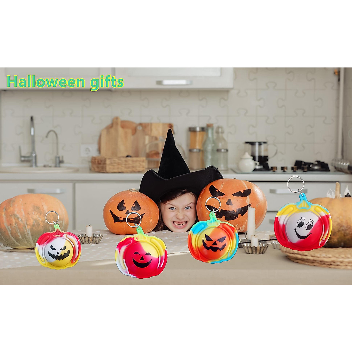 Roaqua Bulk Pumpkin Fidget Bubble Mini Pop，Small Birthday Halloween Party Favors Supplies and Student Prizes（30 Packs）