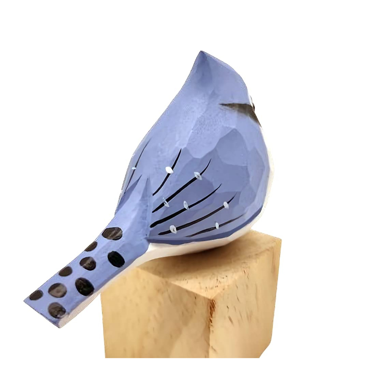TALKLEK Hand Carved Wooden Bird Figurines, Creative Small Bird Statue for Home Decor, Bird Gifts for Bird Lovers (Blue Jay)