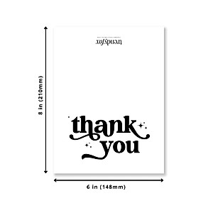 TRENDY FOX Retro 4x6 Thank You Cards with Envelopes 25 Pack, Bridal Shower Thank You Card, Blank Thank You Notes, Baby Shower or Wedding Thank You Cards, Groovy Blank Thank You Cards