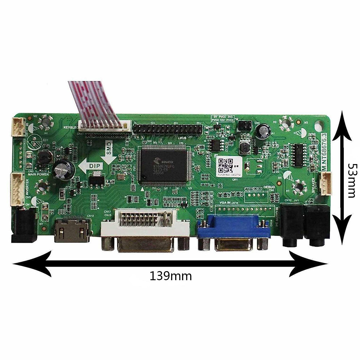 VSDISPLAY HD-MI VGA DVI LCD Controller,Fit for 18.5" 1366x 768,WLED Backlight,30pin LVDS Panel Screen, Such as:LTN185AT04 M185BGE-L10/L22/L23 HT185WX1-300 M185XW01 VD/VF M185XTN01.2 M185XTN01.3