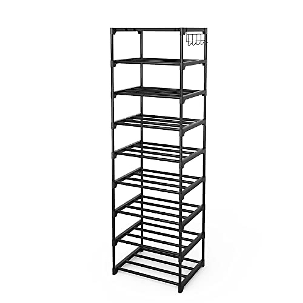 Caitlyn Small 9 Tier Tall Narrow Shoe Rack for Entryway, Vertical Free Standing Shoe Rack Organizer, Space-Saving, Sturdy Metal Shoe Shelf