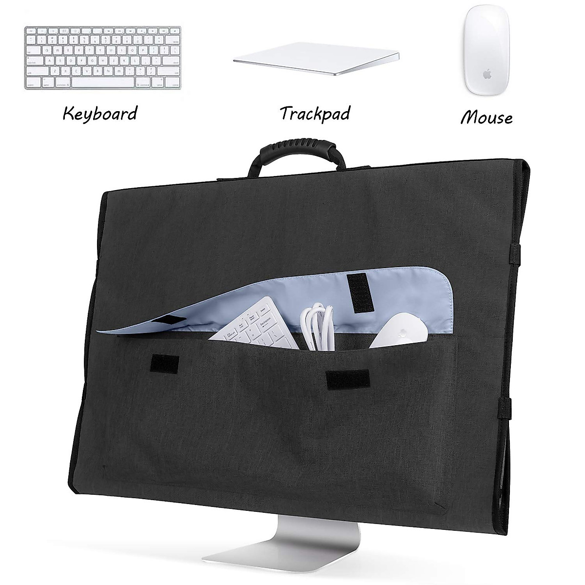 CURMIO Travel Carrying Bag Compatible for Apple 27" iMac Desktop Computer, Protective Storage Case Monitor Dust Cover Compatible with 27" iMac Screen and Accessories, Black, Patent Pending