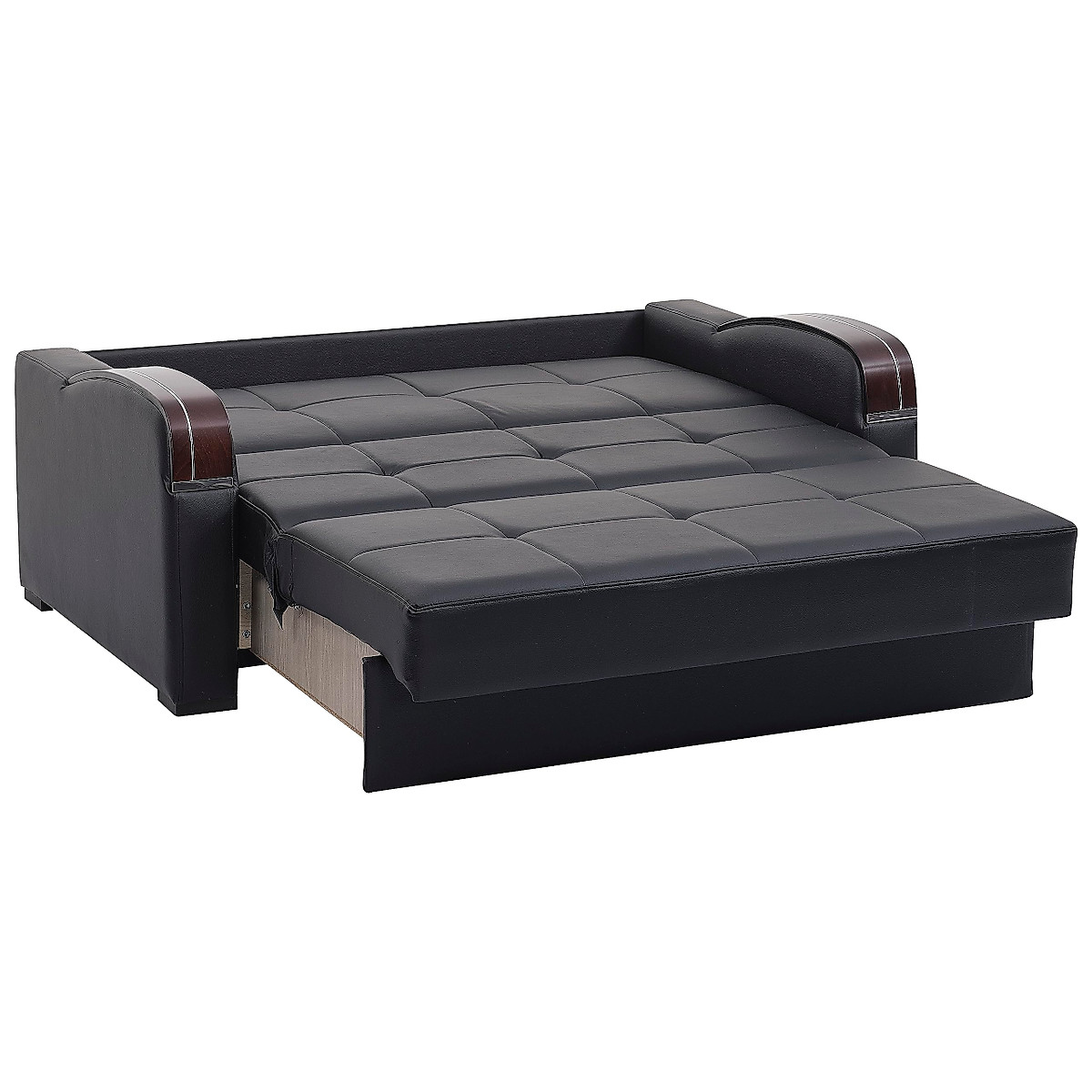 Ottomanson 66" Pull out Loveseat with Storage, Firm, Fabric, 450 lbs Capacity, Loveseat Sleeper, Futon Love Seat for Living Room or Home Office Convertible Small Sofa, Slumber, Orange