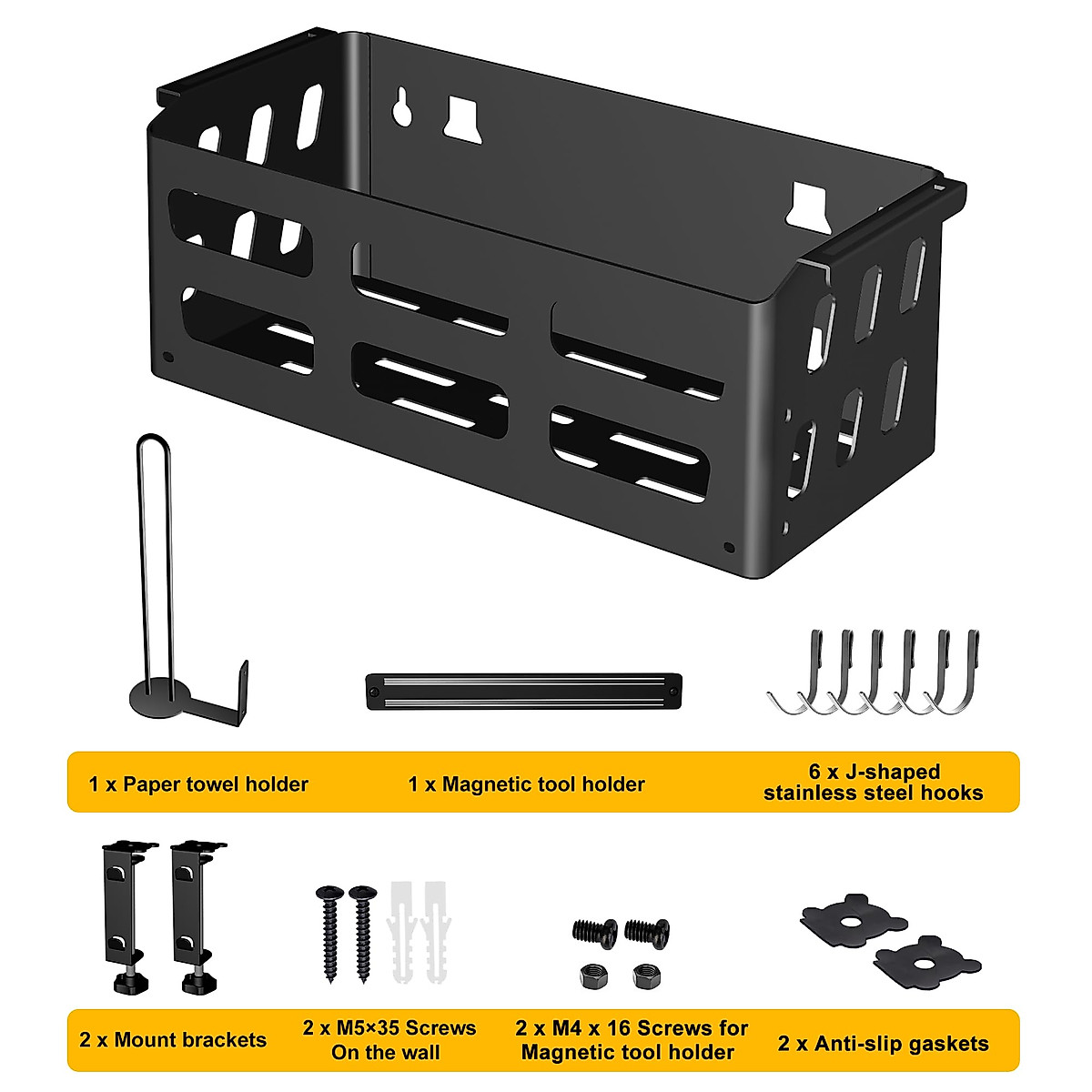 Griddle Caddy for Blackstone Griddle Accessories, Space Saving Storage Caddy for Blackstone 28"/36" Griddles/Weber Grill, BBQ Accessories Storage Box with Magnetic Tool Holder & Paper Towel Holder