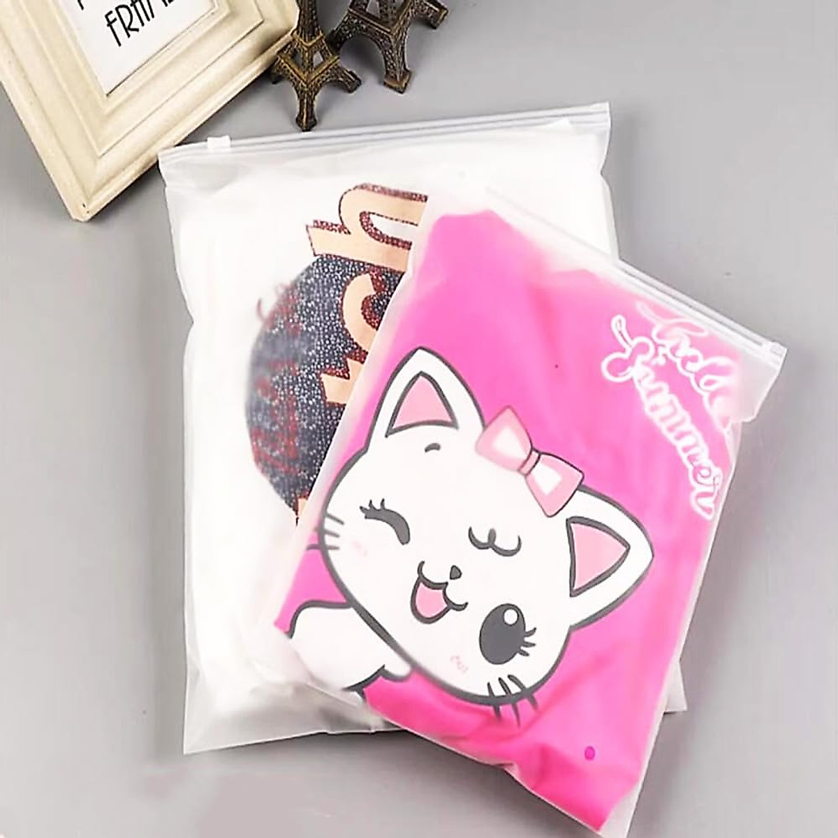 Keoferlo 25Pcs Frosted Zipper Bags Clothes Packaging Travel Bags Reusable Waterproof Plastic Storage Pouch for Clothing Vacation Hike