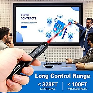 KTPYRP Presentation Clicker, PowerPoint Clickers, Wireless Presenter Remote, RF 2.4G Hz 100FT USB PPT Slide Remote Control with Clip for Presentations, Pet Cat Dog Lazer Pointer for Laptop