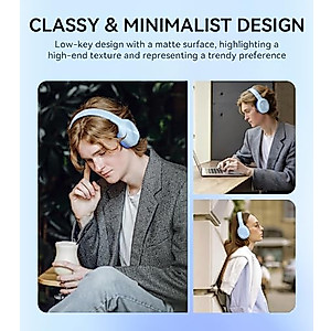 Edifier W600BT Wireless Over-Ear Headphones, Bluetooth V5.1, Crystal Clear Call, 40mm Drivers, 30H Playtime, Connect to 2 Devices, Built-in Microphone, Lightweight, for Travel, Home, Office - Blue