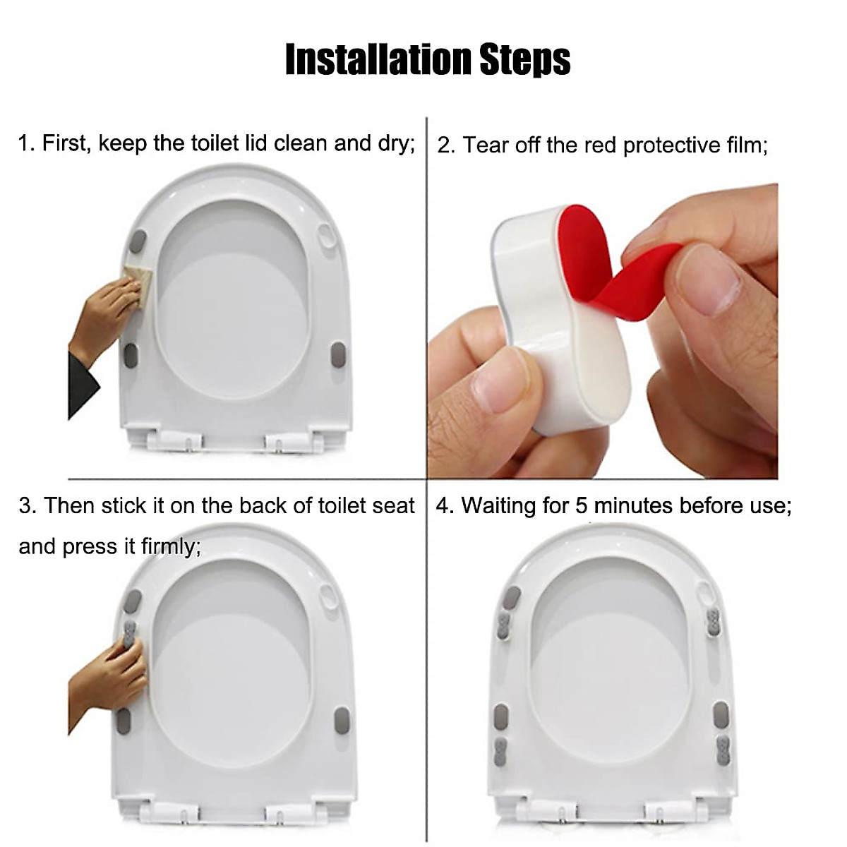 8 Pieces Bidet Toilet Seat Bumpers Height-increasing Pads Universal Toilet Seat Buffer with Strong Adhesive Rubber Bumpers Pads Replacement for Home Hotel Hospital School