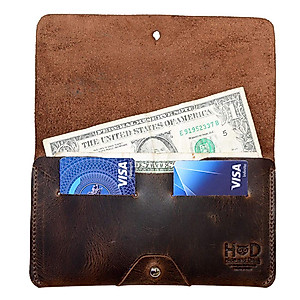Hide & Drink, Leather Wallet, Holds Up to 4 Cards Plus Flat Bills & Coins/Pouch/Case/Purse/Cash, Handmade :: Bourbon Brown