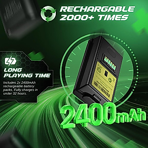 TNP Rechargeable Battery 2-Pack Compatible with Xbox 360 Controller Battery Pack NiMH 500 mAh with Dual Charging Station for Xbox 360 Controller Wireless