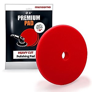 menzerna 6 Inch Polishing Pad Heavy Cut for Scratch Repair I Body Repair and Detailing Pads with Safety Edge & Velcro Attachment I Washable & Long Lasting I Thin Pad with Hole for Anti Heat Build-Up