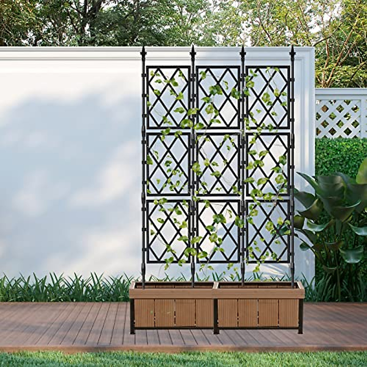 WellSign Garden Trellis for Climbing Plants Outdoor and Indoor 63inch, Sturdy Rustproof Coated Metal Support Fence Climbing Frame with 20 Reusable Ties for Ivy Vines Vegetable Flower 1Pack