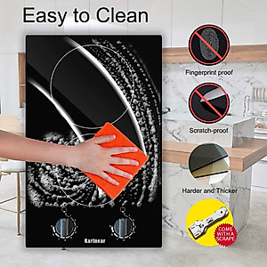 Karinear 2 Burner Electric Cooktop 12 Inch Built-in Electric Stove Top, 220v- 240v Radiant Cooktop with Residual Heat Indicator, Knob Control, Over-Temperature Protection, Hard Wire(No Plug)