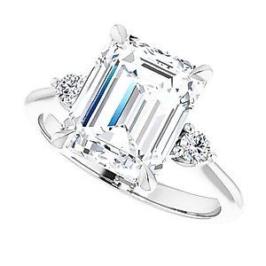 JEWELERYIUM Classic Three Stone Engagement Ring, Emerald Cut 3.00CT, VVS1 Clarity, Colorless Moissanite Ring, 925 Sterling Silver, Wedding Ring, Daily Wear Ring, Perfact for Gift Or As You Want (4.5)