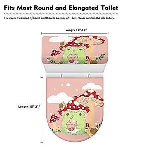 FUIALDOLG Stretch Toilet Lid Tank Lid Dust Cover Bathroom Accessories Toilet Seat Cover Pads Fits Most Size Toilet Lids for Bathroom Cartoon Frog Home Decor