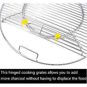 GasSaf Grill Grates Replacement for Weber 8835, 22.5 inch Charcoal Grills, Kettle, Performer, Master-Touch and Others, 21.5 Inches Gourmet BBQ System Hinged Stainless Steel Cooking Grate Grids