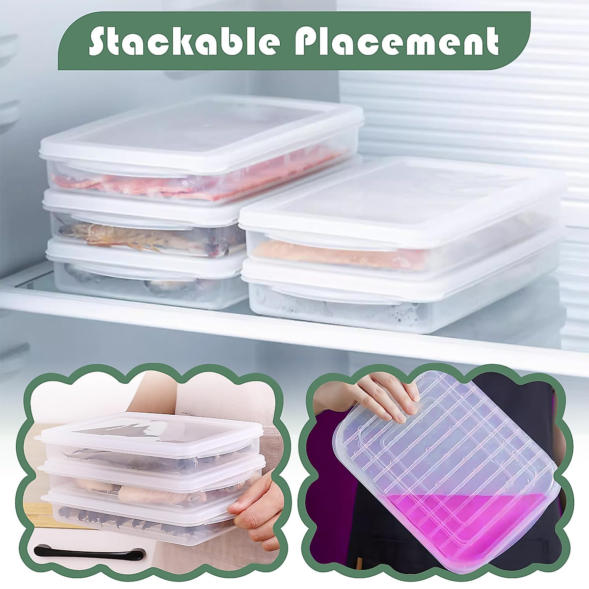 6 Pack Bacon Keeper, Deli Meat Saver for Refrigerator, Container with Airtight Lid, Cold Cuts Cheese Bacon Storage Container for Refrigerator, Lunch Meat Container, 3pcs Serving Tongs