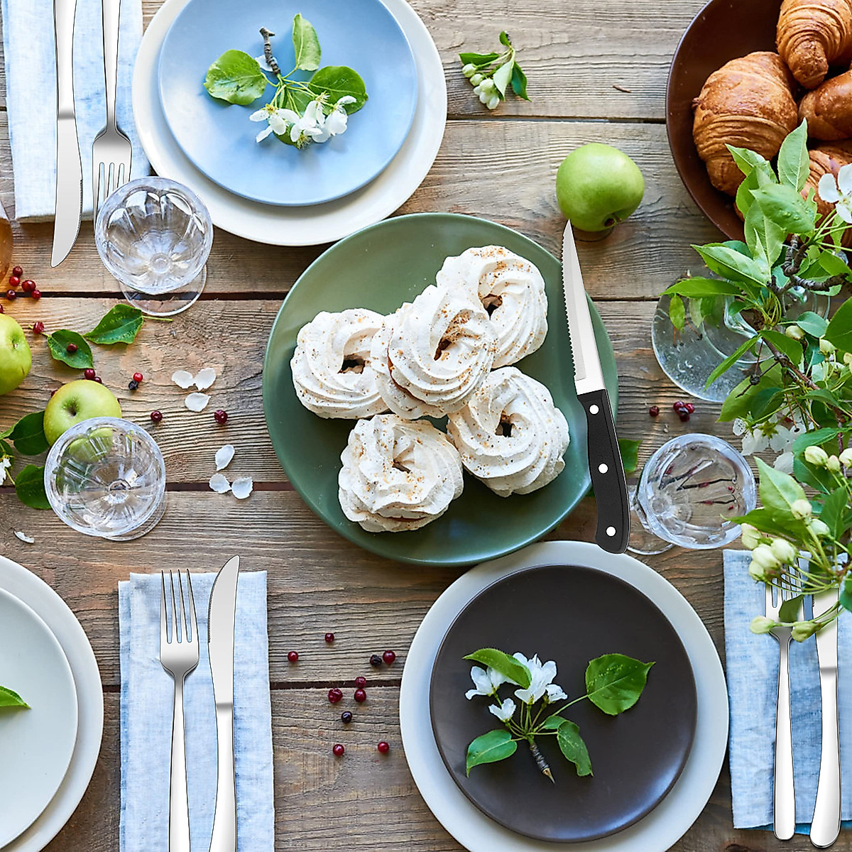 49-Piece Silverware Set with Flatware Drawer Organizer, HaWare Heavy Duty Stainless Steel Cutlery Set for 8, Kitchen Utensils Tableware with Steak Knife Dinner Fork Knife Spoon & Tray, Mirror Finished