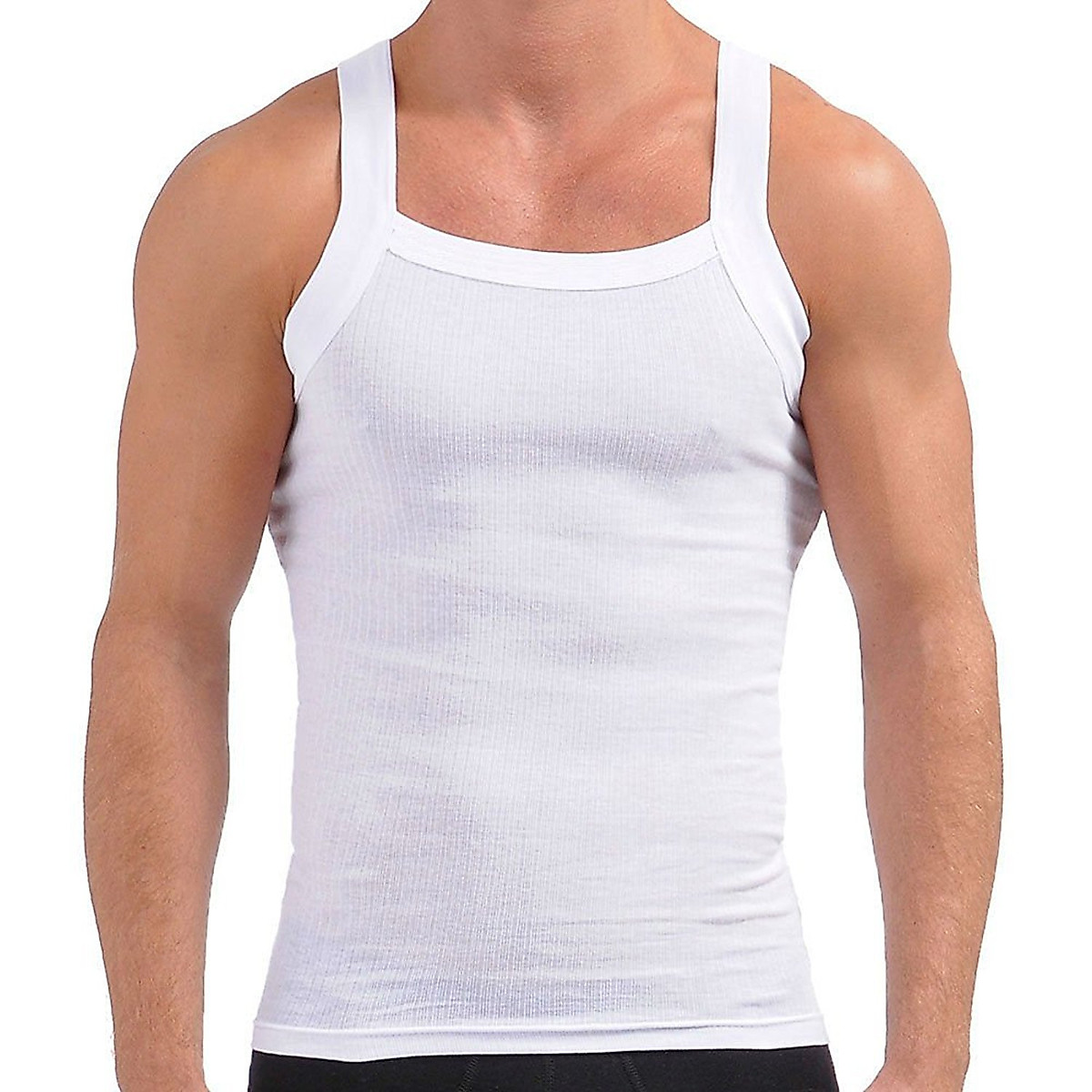 John Son Super Heavy Weight Square Cut Tank Top - 2 Pack (1XL, White)