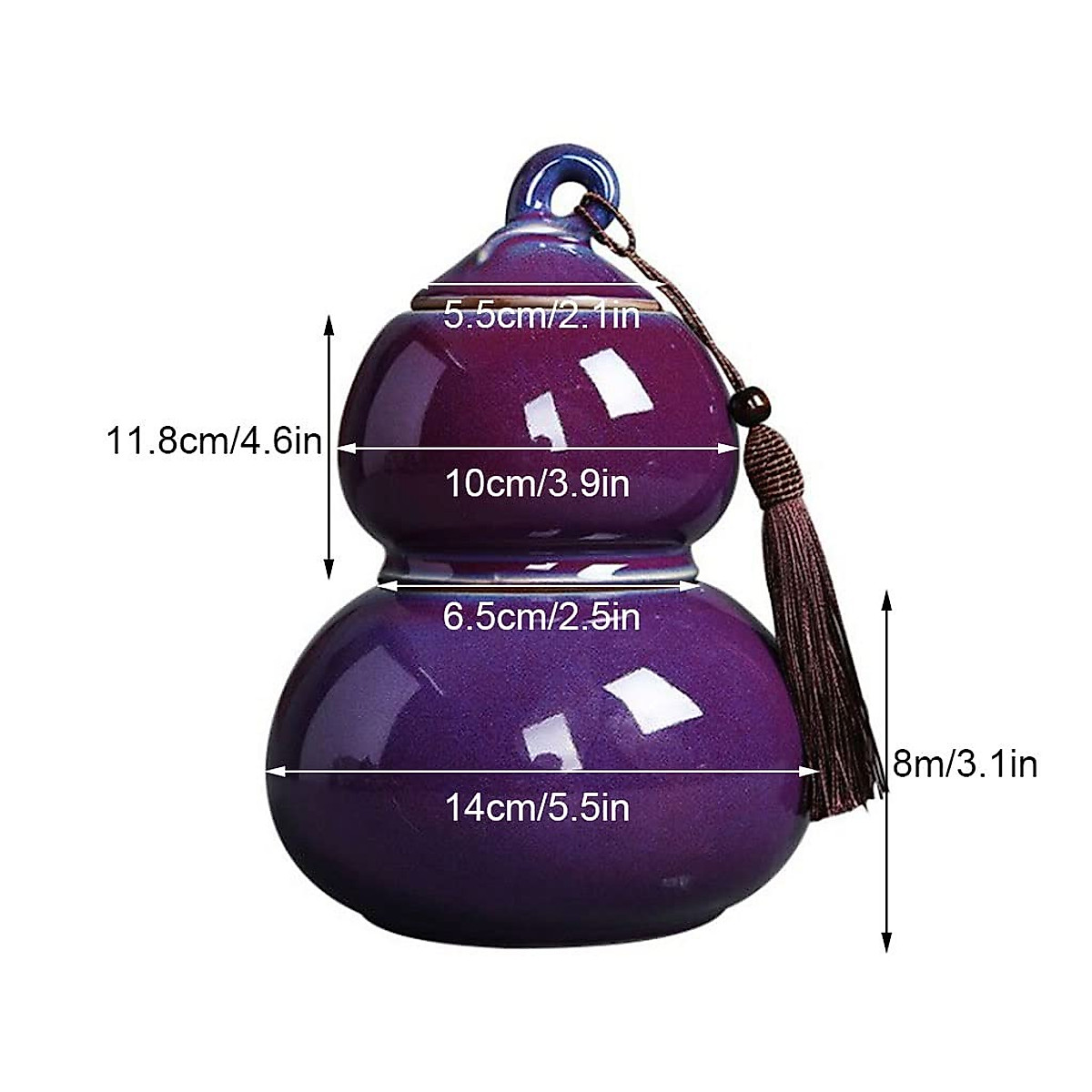 Kitchen Canisters Ceramic Food Storage Jar Gourd Shape with Metal Airtight Lid for Tea, Coffee, Herb, Sugar, Spice, Nuts