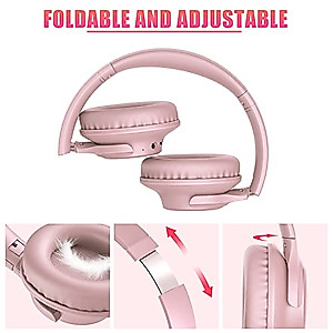 KVIDIO [Updated Bluetooth Headphones Over Ear, 65 Hours Playtime Wireless Headphones with Microphone,Foldable Lightweight Headset with Deep Bass,HiFi Stereo Sound for Travel Work Laptop PC Cellphone