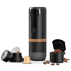 CHANGLKJ Portable Espresso Machine, Travel Espresso Maker with Small Tea Cup, Compatible NS Capsules and Ground Coffee, USB Powered and Super Endurance, for Camping, Travel, RV, Office, Hiking, Home