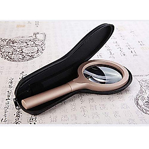 Weiping - Handheld Magnifying Glass, Can Magnify 10 20 Times Old Reading and Repair, HD HD Magnifying glasss12 LED Light Children's Mirror Bimetallic Frame Handle Magnification