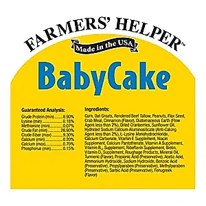 Farmers' Helper Baby Cake Specially Formulated Food For Baby Chickens, Turkeys, Peafowl, Guinea Fowl, Geese, Quail, Pheasants, and Ducks, 15 Ounce