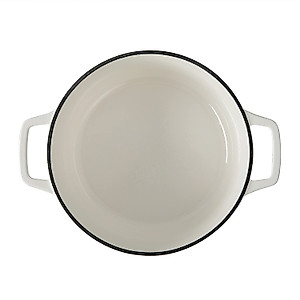 EDGING CASTING Enameled Cast Iron Dutch Oven Pot with Lid, 6-Quart Round Dutch Ovens Dual Handle, Bread Oven for Bread Baking, Oven Safe up to 500°F, White