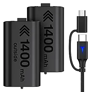 Xbox Controller Rechargeable Battery Pack for Xbox Series X|S, 2X1400mAH Xbox Battery Pack with 10FT USB C Charging Cable and Micro USB, Xbox One Controller Battery Pack for Xbox One/S/X/Elite
