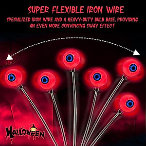 TONULAX Halloween Decorations Outdoor, 2 Pack Upgraded Solar Scary Eyeball Lights with Dual Lighting Modes, Swaying Firefly Lights, Solar Pathway Light for Yard, Garden,Yard Decor, Party (Red)