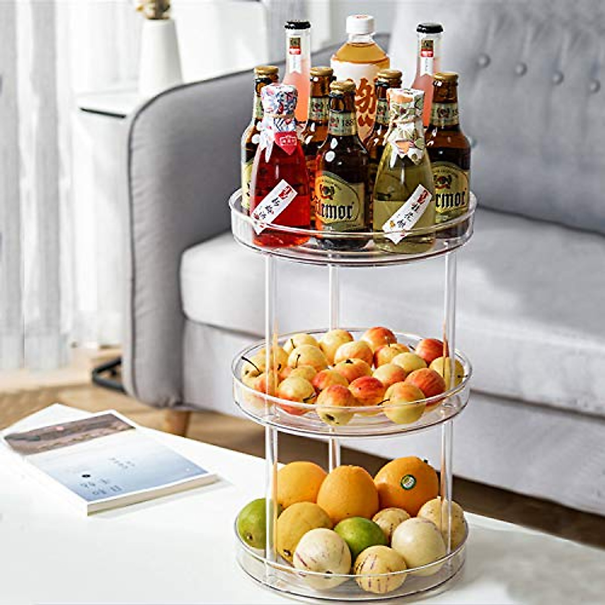 Non-Skid 3 Tier Lazy Susan for Kitchen, Cabinet, Pantry,Lazy Susan Turntable Cabinet Organizer，360 Degree Rotating Spice Rack，Lazy Susan Turntable