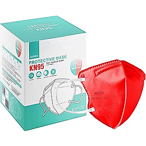 KN95 Face Masks for Kids Individually Wrapped 40 Pack Children's Safety Disposable Face Mask Breathable Protective Face Cover Mask Red 40