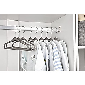 MangoKit 15 Pack Baby Velvet Clothes Hanger,Ultra-Thin Space-Saving Nursery Hangers,Non-Slip Toddler Hangers with Swivel Hook,Notched Shoulder Design(Grey)
