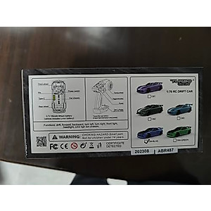 FLYCOLOR Turbo Racing 1:76 Scale Drift RC Car with Gyro Mini Full Proportional RTR 2.4GHZ Remote Control with 2 Replaceable Body Shell (C64-BLUE)