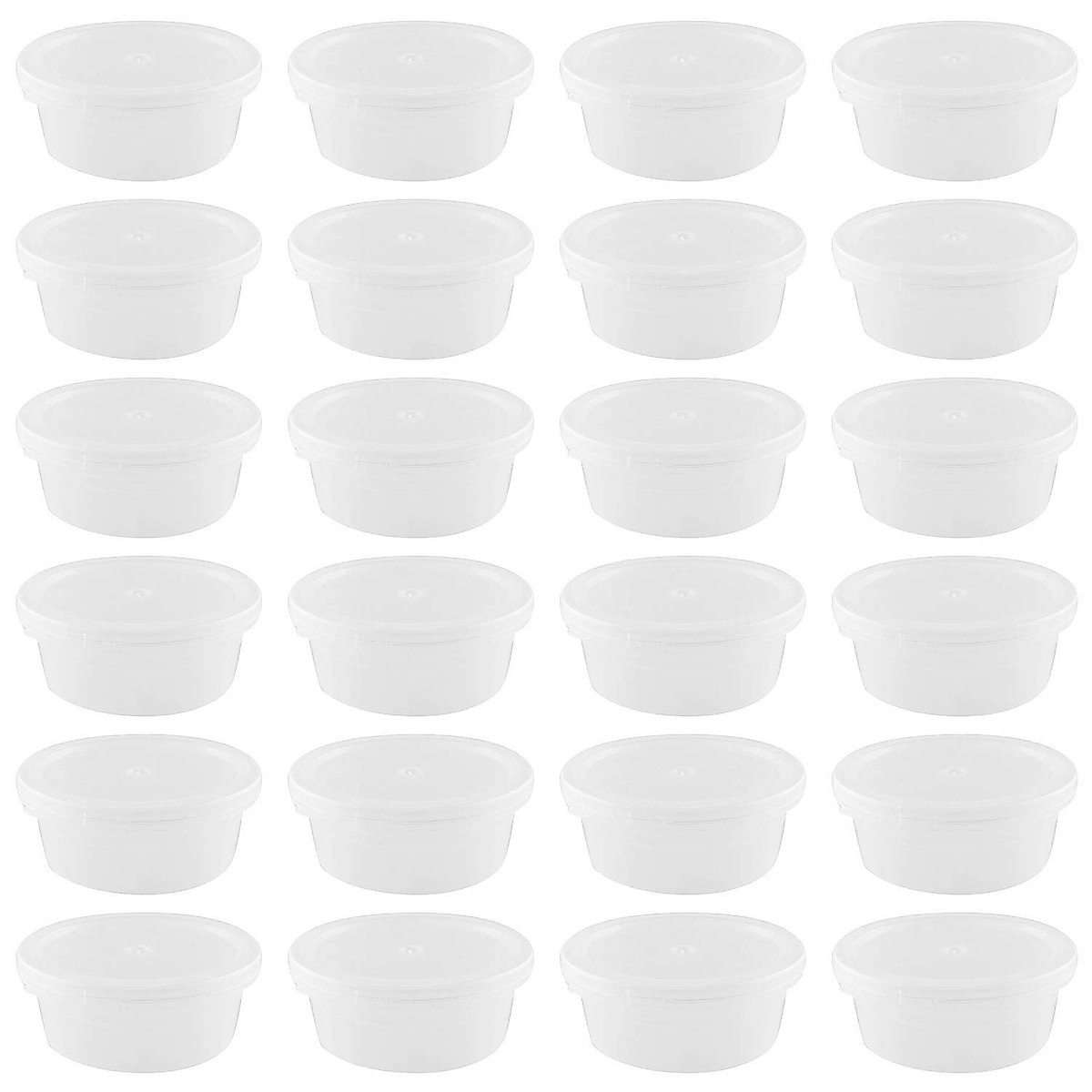 JCBIZ 24pcs Transparent PP Small Round Cup Clay Containers Slime Storage Plasticene Bowl with Lids for Snowflake Crystal Clay, Color Mud
