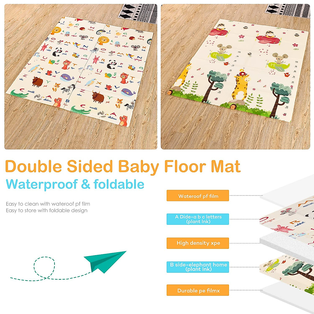 JHTOPJH Baby Playpen Set, Playpen with Collapsible Baby Play Mat, Indoor Baby Play Yard with 50pcs Pit Ball, Baby Play Pen with Soft Baby Book,Anti-Fall Playpen for Toddler(Gray)