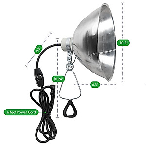 Simple Deluxe Clamp Lamp Light with 10.5 Inch Adjustable Aluminum Reflector and 6 Feet 18/2 SJT Cord, up to 250W E26 Socket (No Bulb Included), 2 Pack, Silver and Black