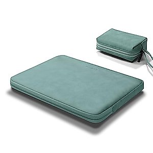 TAIKESEN Laptop Sleeve Compatible with MacBook Air/Pro, 13-13.3 inch Notebook, Compatible with MacBook Pro 14 2023 A2779 M2 A2442 M1 A2681 A2337 /Pro 13 A2338, PU Material Bag with Small Case, Green