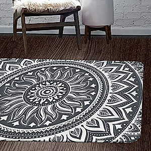 LEEVAN Area Rug Modern No-Shedding Non-Slip Machine Washable Indoor Rug Rectangle Living Room Bedroom Study Soft Carpet Floor Mat Home Decor (3 x 4 ft, Grey Mandala)